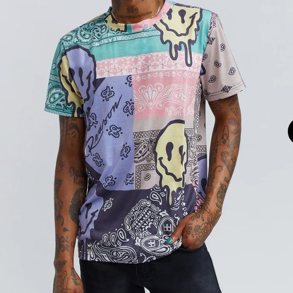 Reason | Shirts | Mens Reason Bandana Smiley Graphic Tee Size Medium ...